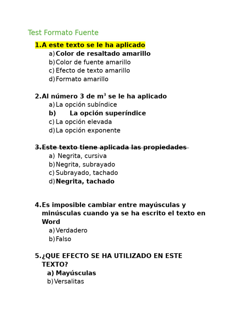 Test Formato Fuente | PDF