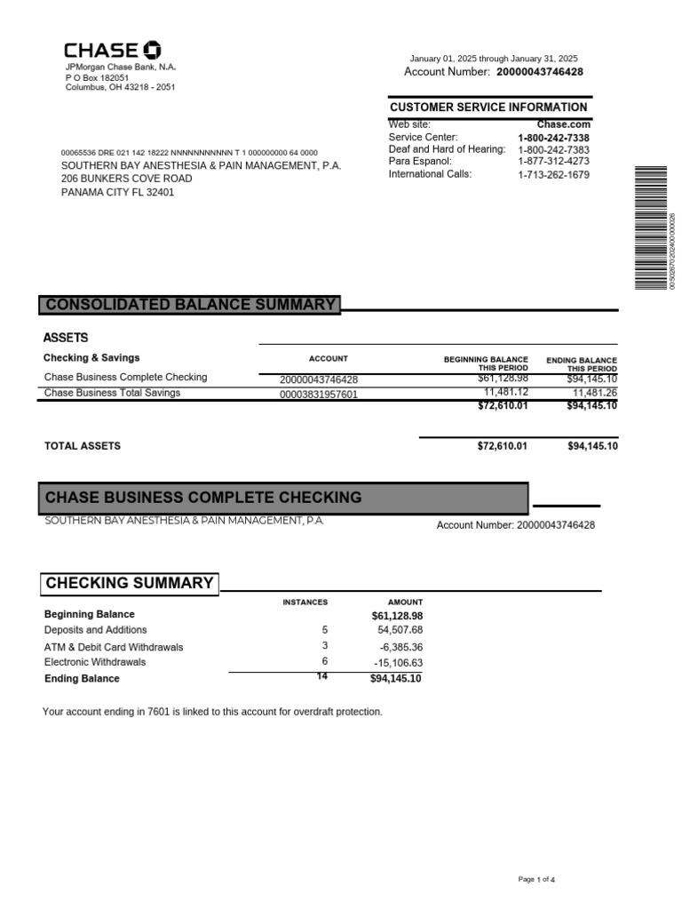 Chase Bank Statement Summary 2025 | PDF | Banks | Chase Bank