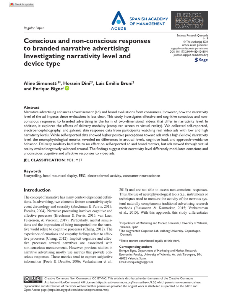 Simonetti Et Al 2024 Conscious and Non Conscious Responses To Branded ...