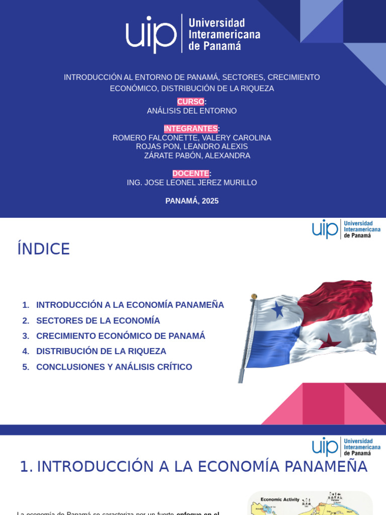 Introducción Al Entorno de Panamá, Sectores, Crecimiento Economico, Distribucion de La Riqueza ...