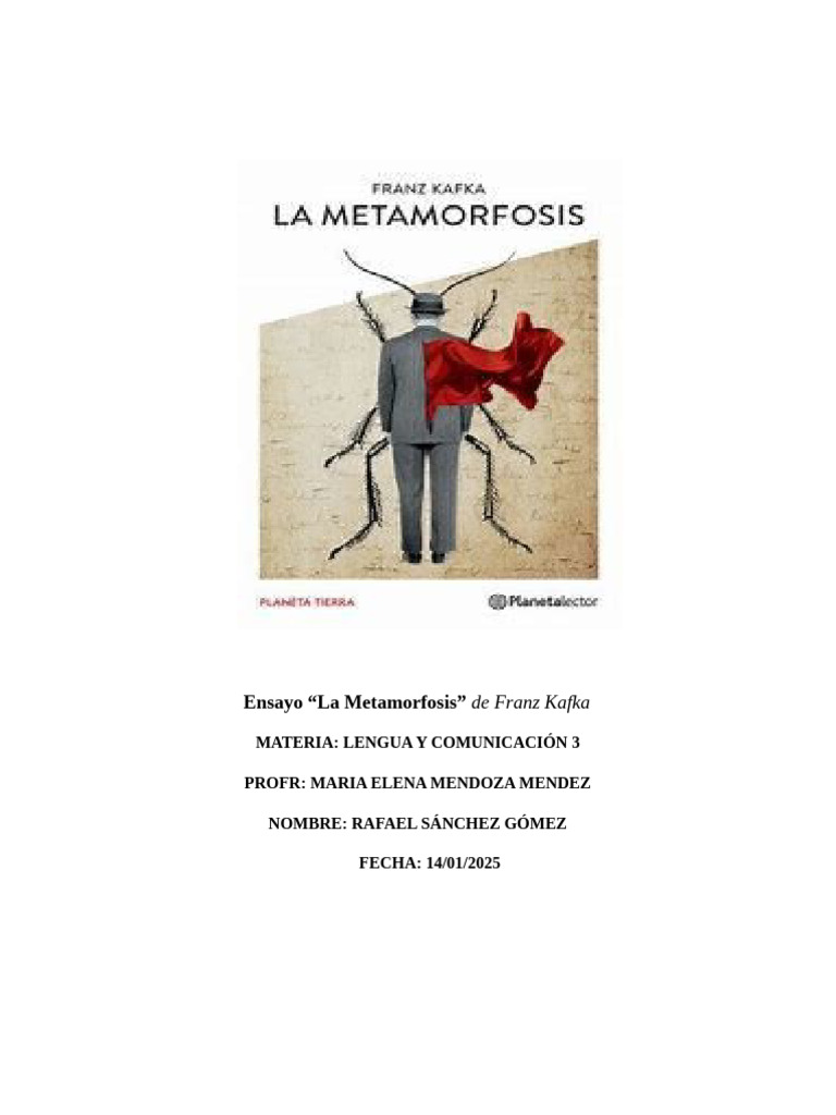 Ensayo Libro La Metamorfosis de Franz Kafka Por Laura Bojorquez | PDF ...