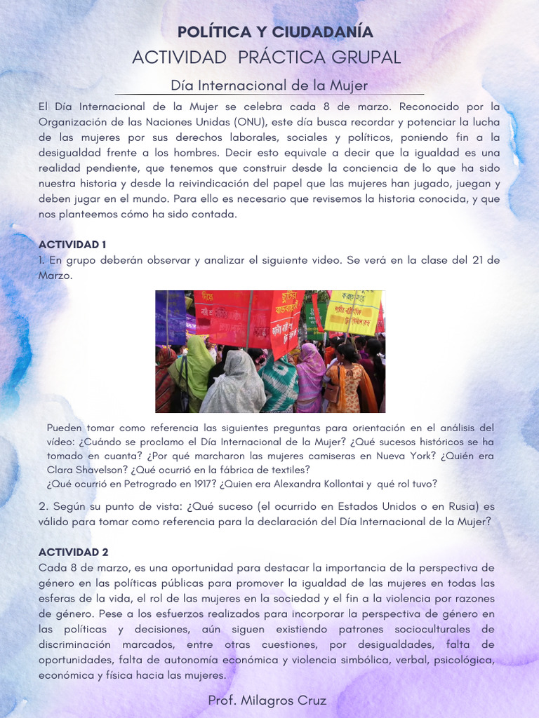 8M act grupal 21-3 | PDF | La violencia contra las mujeres | Mujer