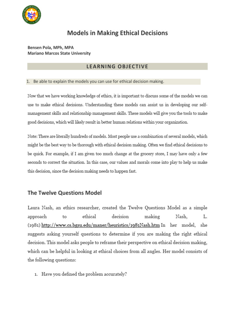 5 Making Ethical Decisions | PDF | Decision Making | Utilitarianism