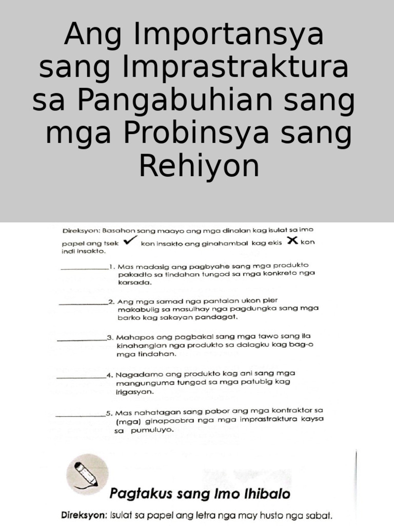 Ang Importansya Sang Imprastraktura 3 | PDF
