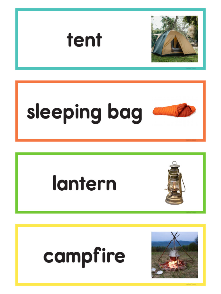 Camping Photo Word Cards | PDF