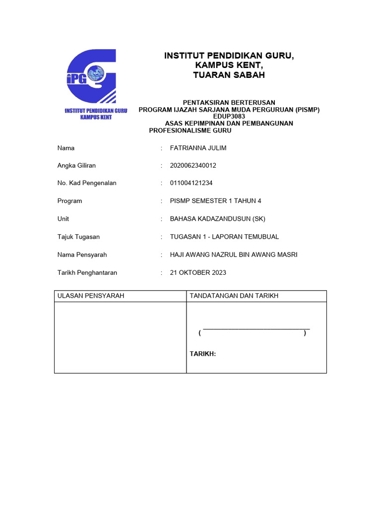 Laporan Temubual Edup 3083 | PDF