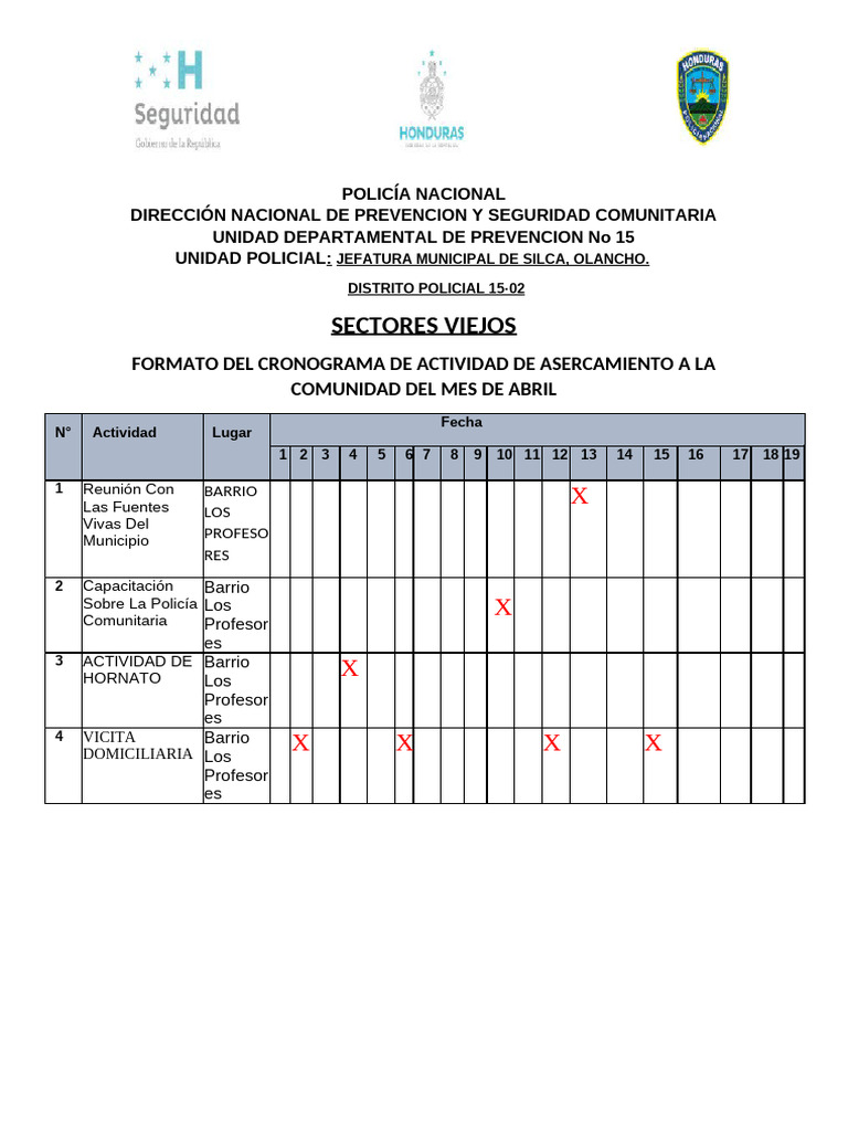 Actividades de Silca Mes de Abril | PDF