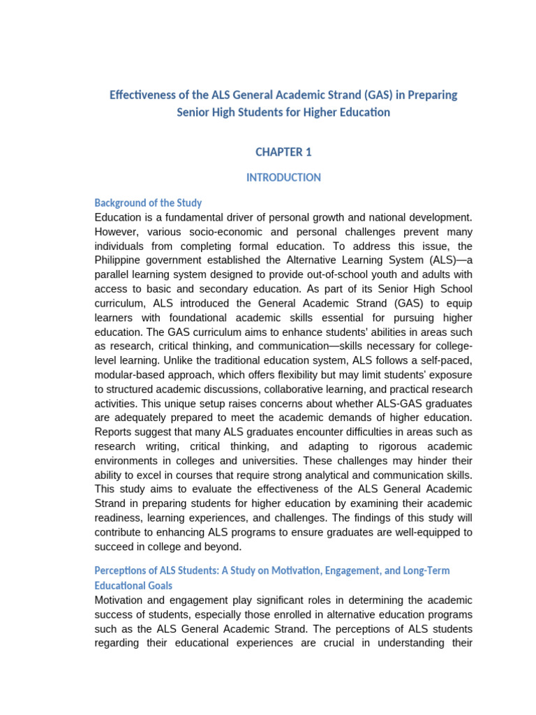 ALS GAS Chapter 1 With New Section | PDF | Learning | Motivation