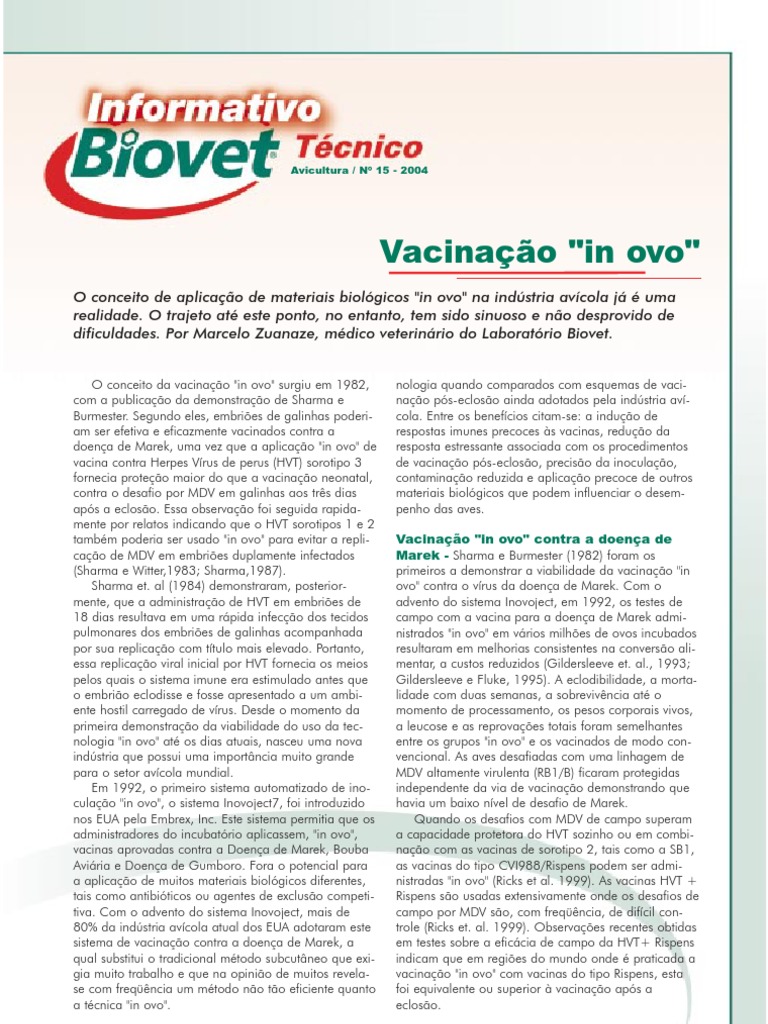 Vacina in Ovo | PDF | Vacinas | Frango