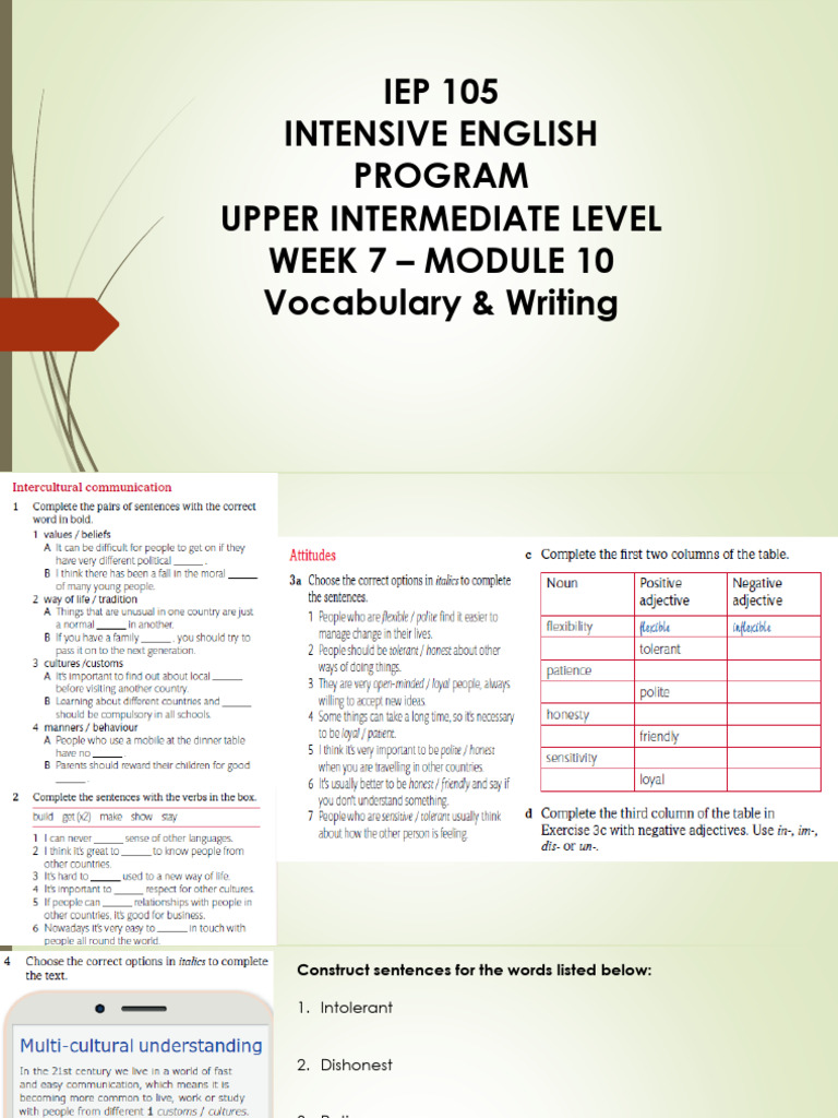 105 Week 7 - Module 10 - Vocabulary & Writing Answer | PDF