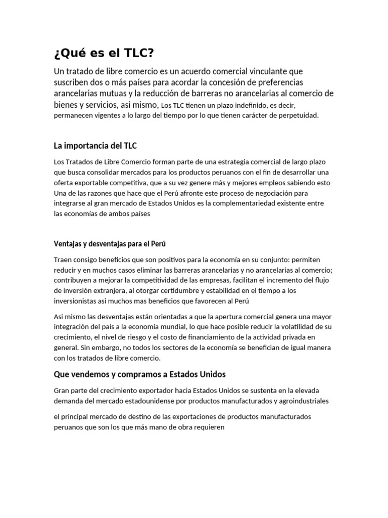 Qué Es El TLC | PDF