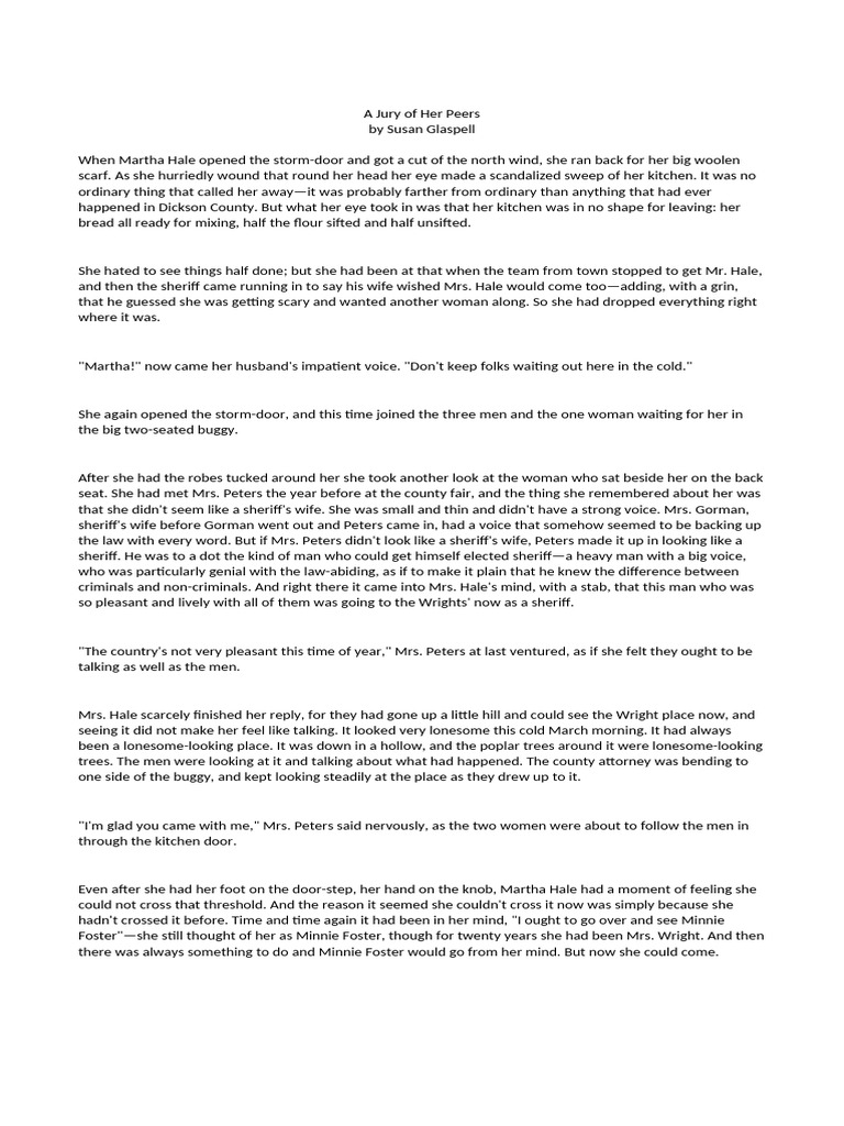 A Jury of Her Peers: A Study of Isolation | PDF