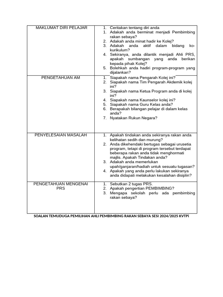 Soalan Temuduga | PDF