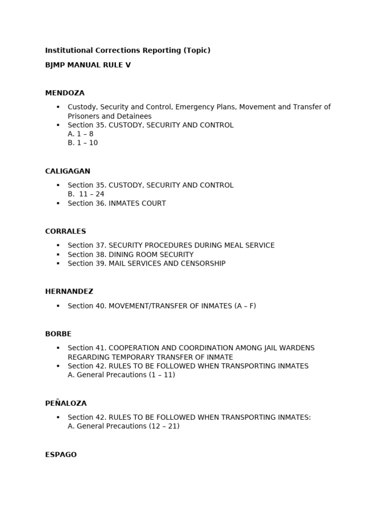 Institutional Corrections Manual Overview | PDF