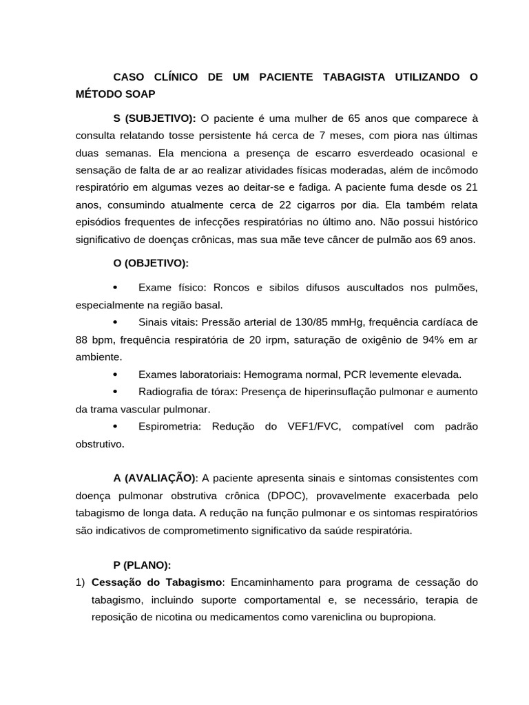 Caso Clínico: DPOC e Tabagismo | PDF | Doença de obstrução pulmonar ...