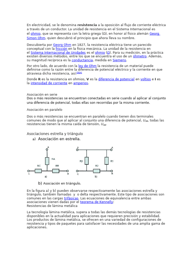 Resistencia Eléctrica: Conceptos y Unidades | PDF
