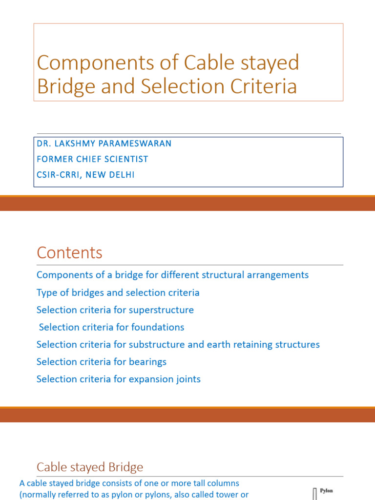 Components of Cablestayed Bridge & Extradosed Bridge & Selection Criteria | PDF | Bridge ...
