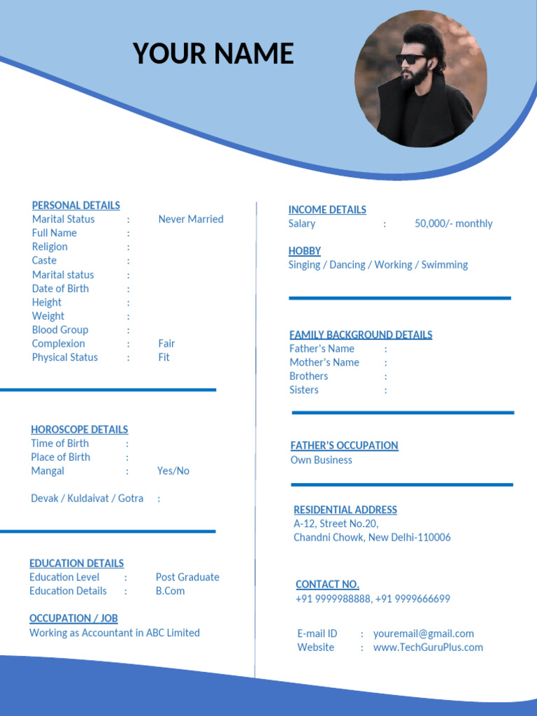 16 Marriage Biodata Format Word | PDF