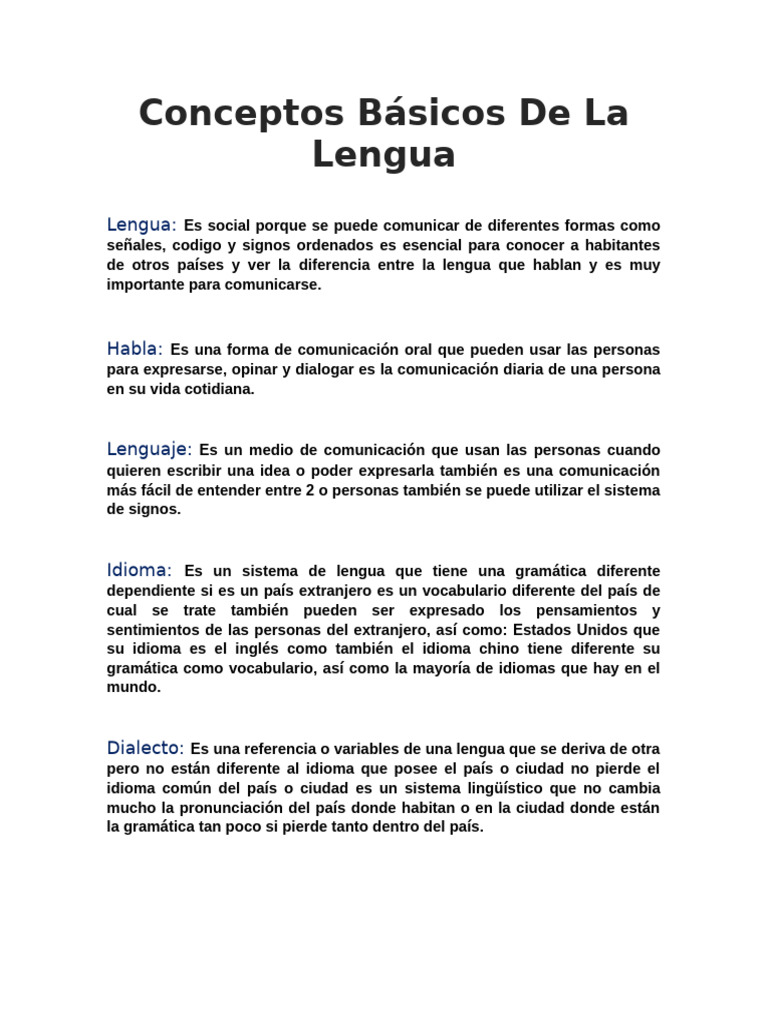 Conceptos Clave de Lengua y Comunicación | PDF