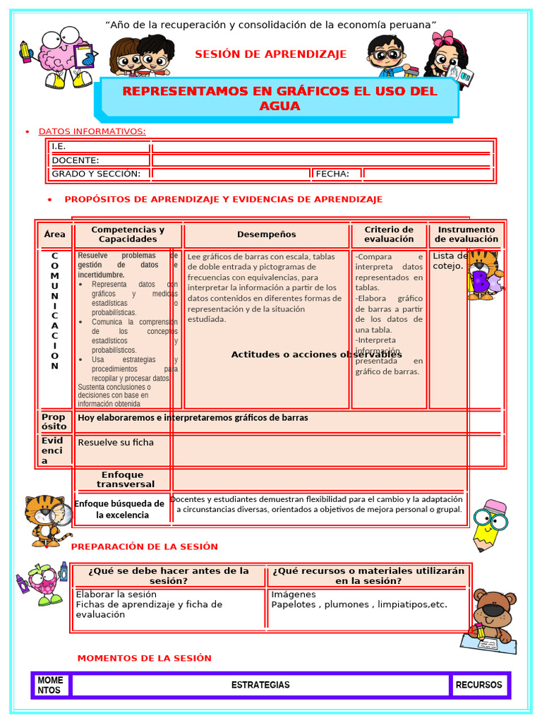 s2 - Mate - Representamos en Gráficos El Uso Del Agua | PDF | Evaluación | Agua