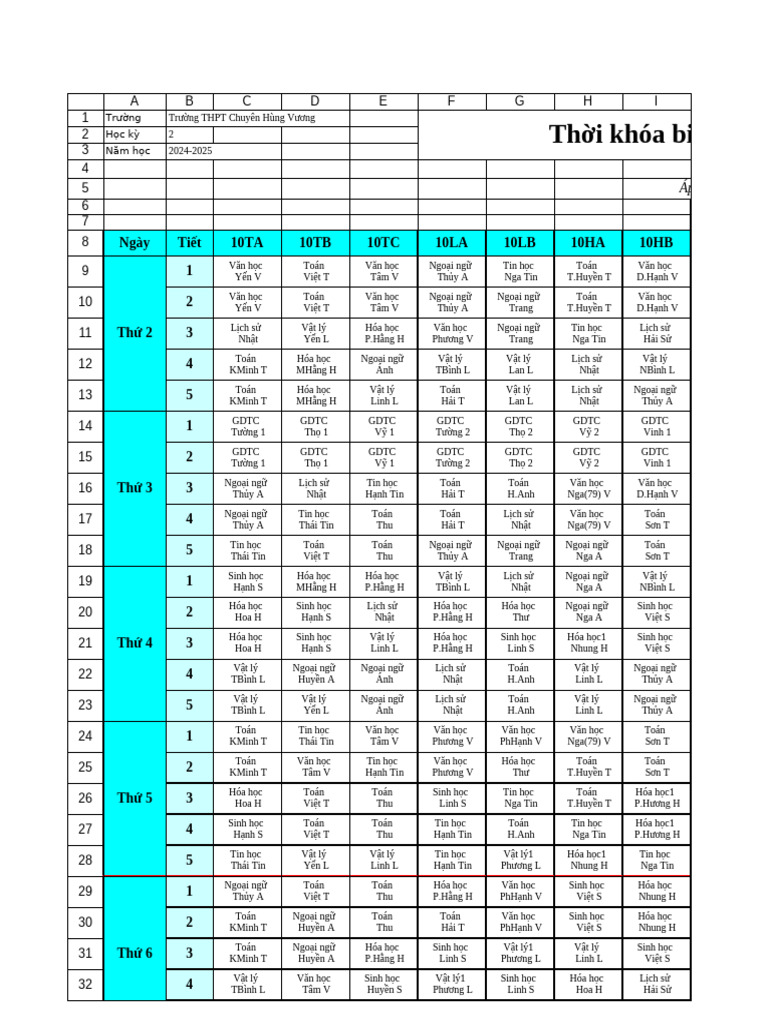 TKB HK2.2024 2025 thực hiện từ 24.3.2025 | PDF