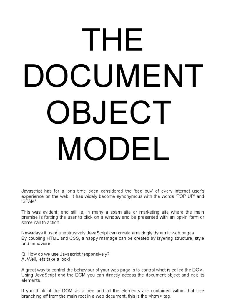 The DOM | PDF | Html Element | Document Object Model