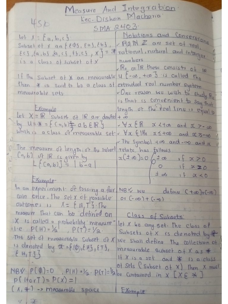 Measure and Integration Notes | PDF