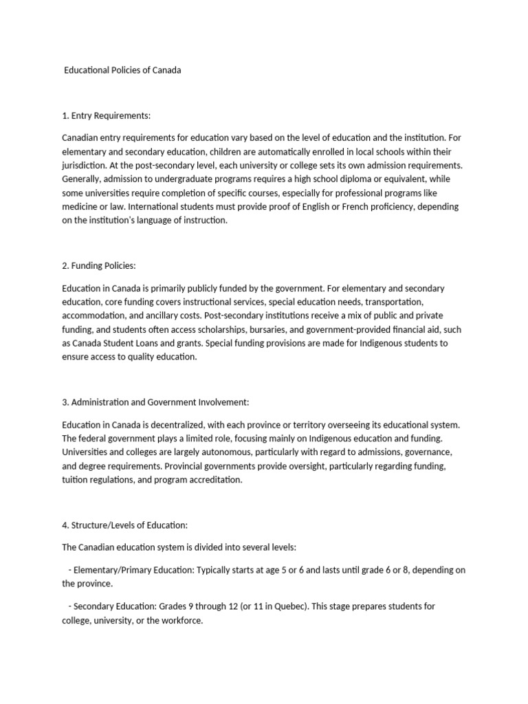Canada's Education Policies Overview | PDF | Academic Degree ...