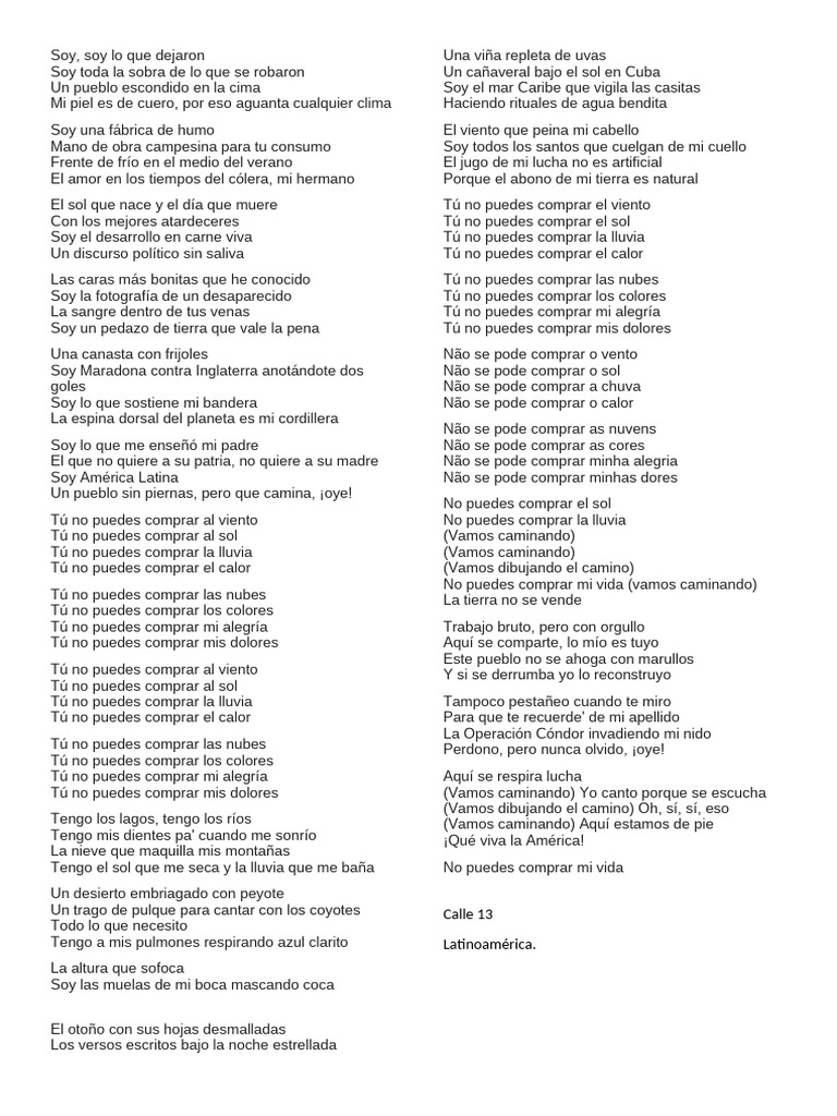 Latinoamerica - Calle 13 | PDF