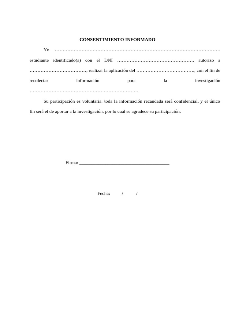 Modelo Consentimiento Informado | PDF