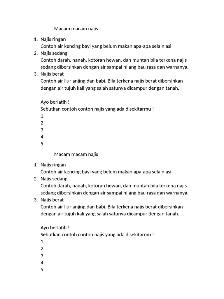 Macam Macam Najis | PDF