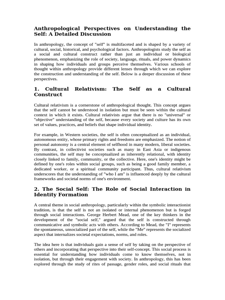 Anthropological Perspectives in Understanding The | PDF | Identity ...