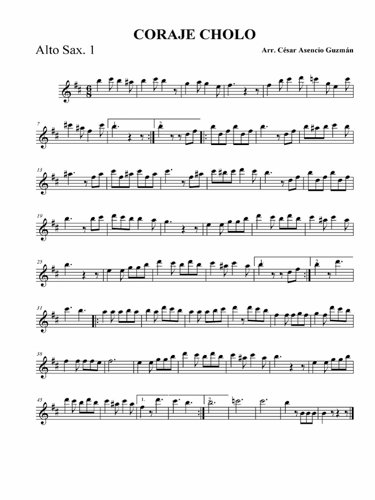 Coraje-Cholo-Marcha-Militar-8 SAXO ALTO 1 | PDF