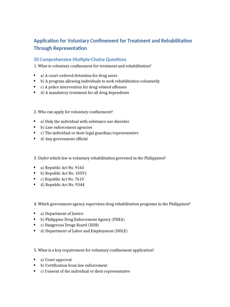 Voluntary Confinement Application Guide | PDF | Psychoactive Drugs ...
