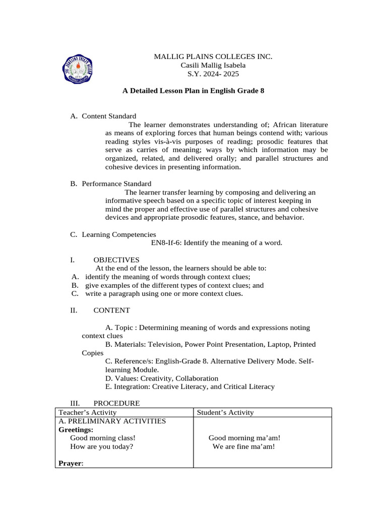 African Literature Lesson Plan | PDF | Lord's Prayer | Learning