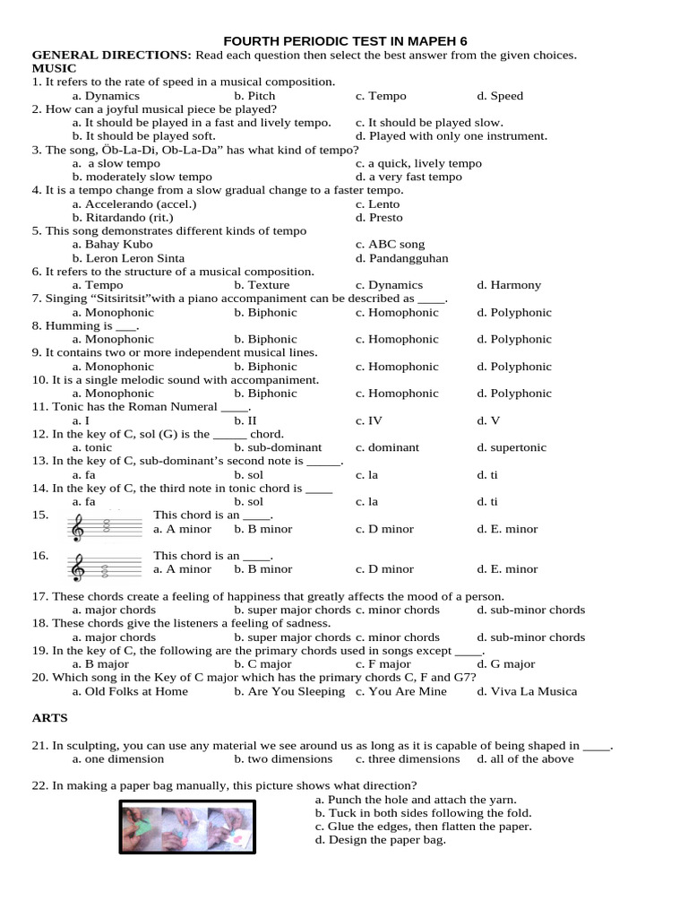PT_MAPEH 6 - Quarter 4 2025 | PDF | Collage | Tempo