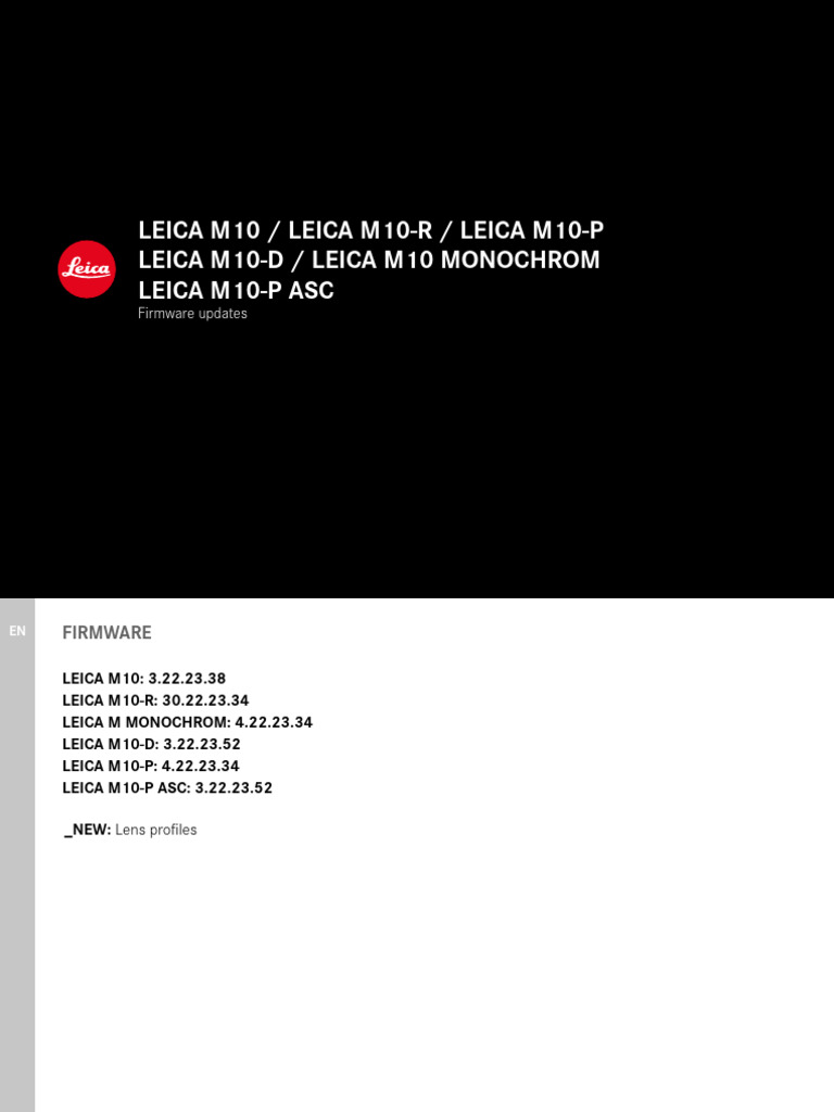 Leica M10 Series Firmware Update Guide | PDF | Camera | Digital Photography