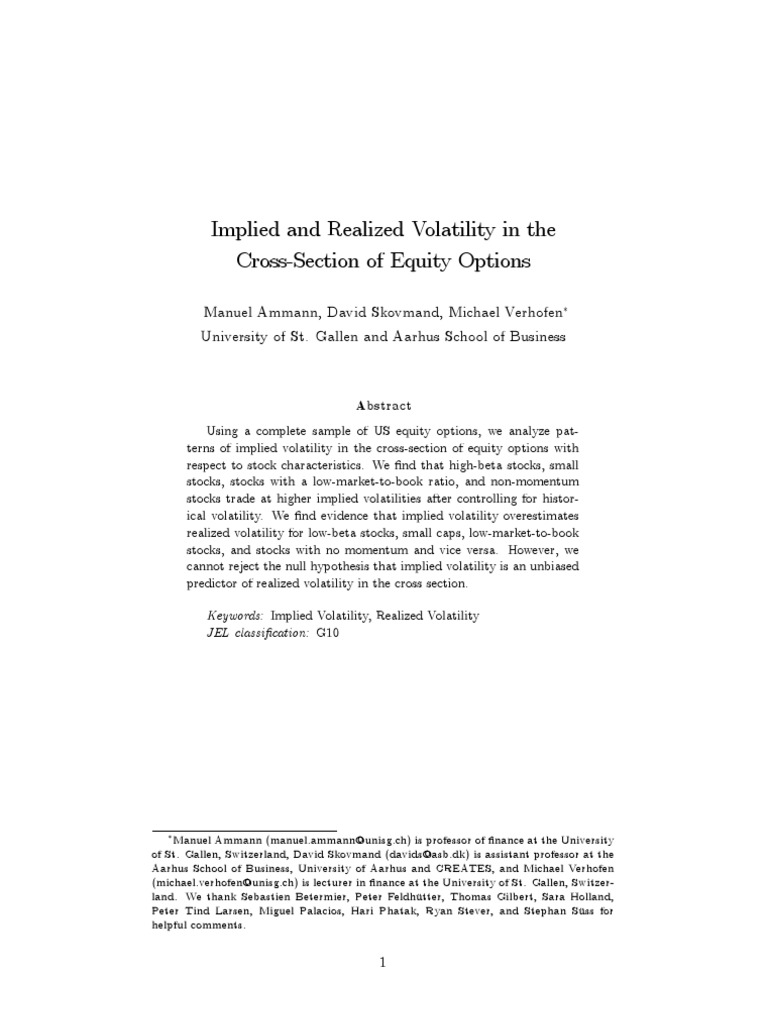 Implied Realized Vol Cross Section | PDF | Beta (Finance) | Volatility ...