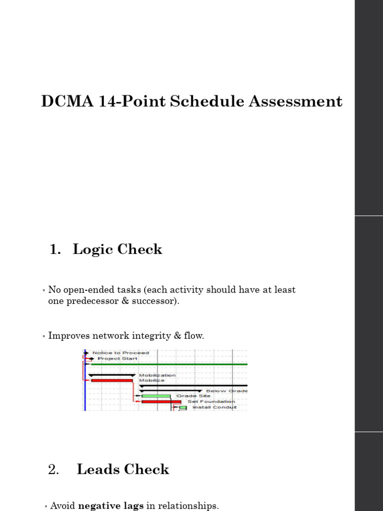 Dcma 14 - Point Schedule Assessment | PDF