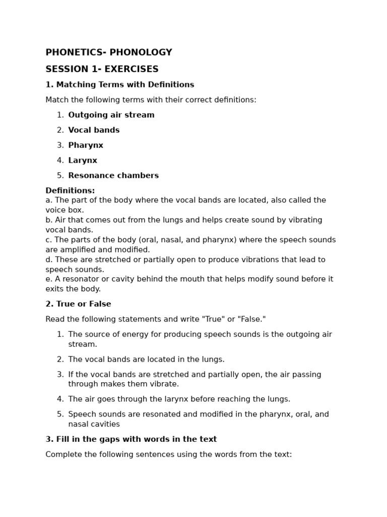 Phonetics and Phonology Exercises | PDF | Phonetics | Human Voice