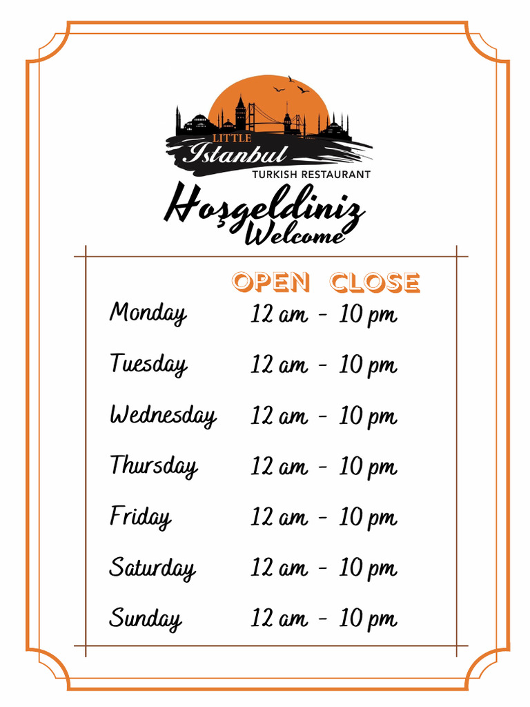Minimalist Opening Times Poster | PDF