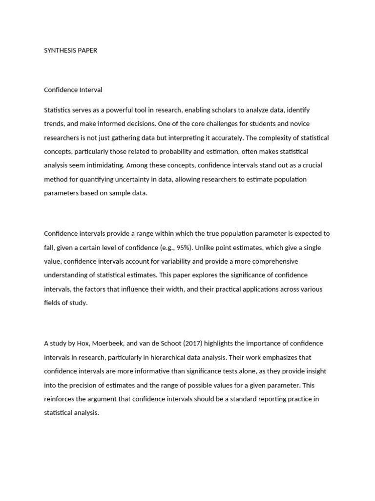 SYNTHESIS PAPER-WPS Office | PDF | Confidence Interval | Statistics