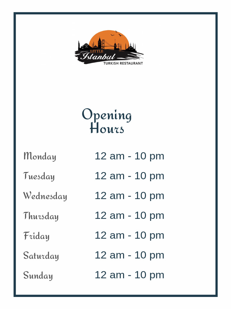 Minimalist Opening Times Poster | PDF