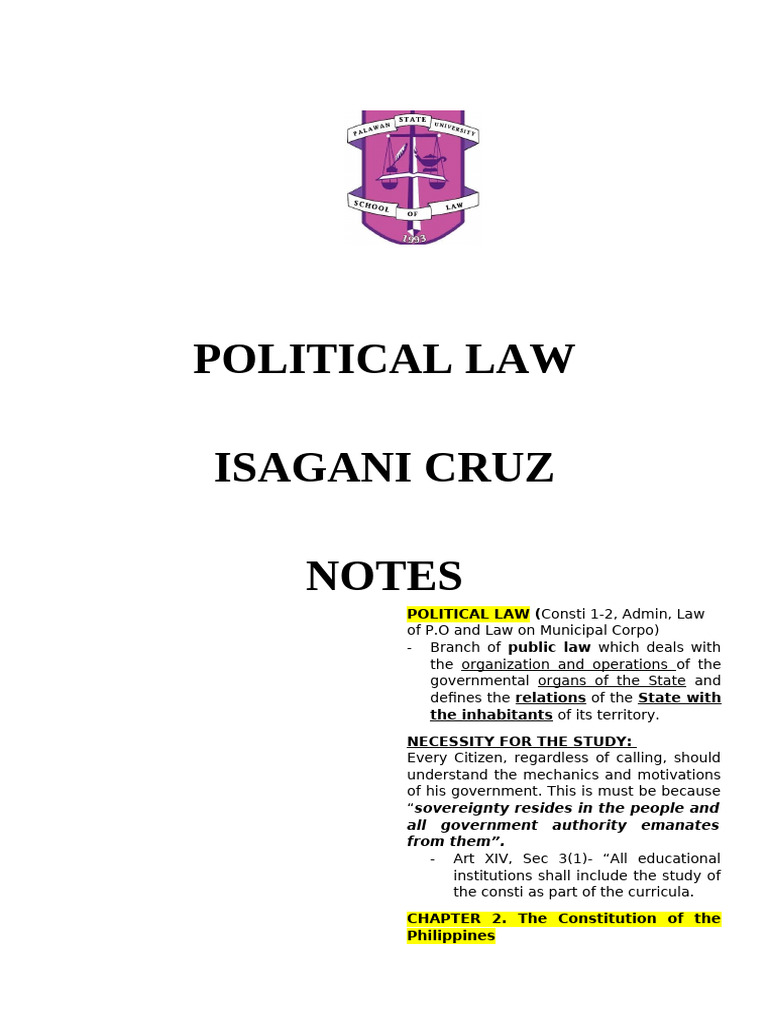 Political Notes - Isagani Cruz | PDF | Territorial Waters | Sovereign ...