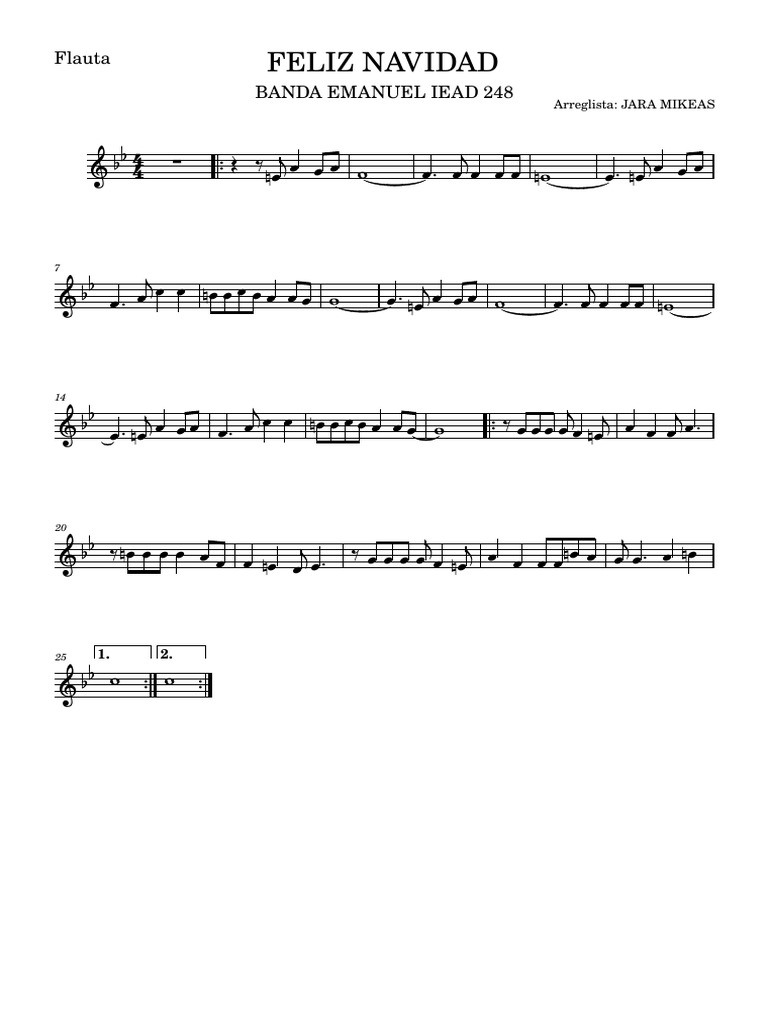 Partitura Sin Título-Flauta FELIZ NAVIDAD | PDF