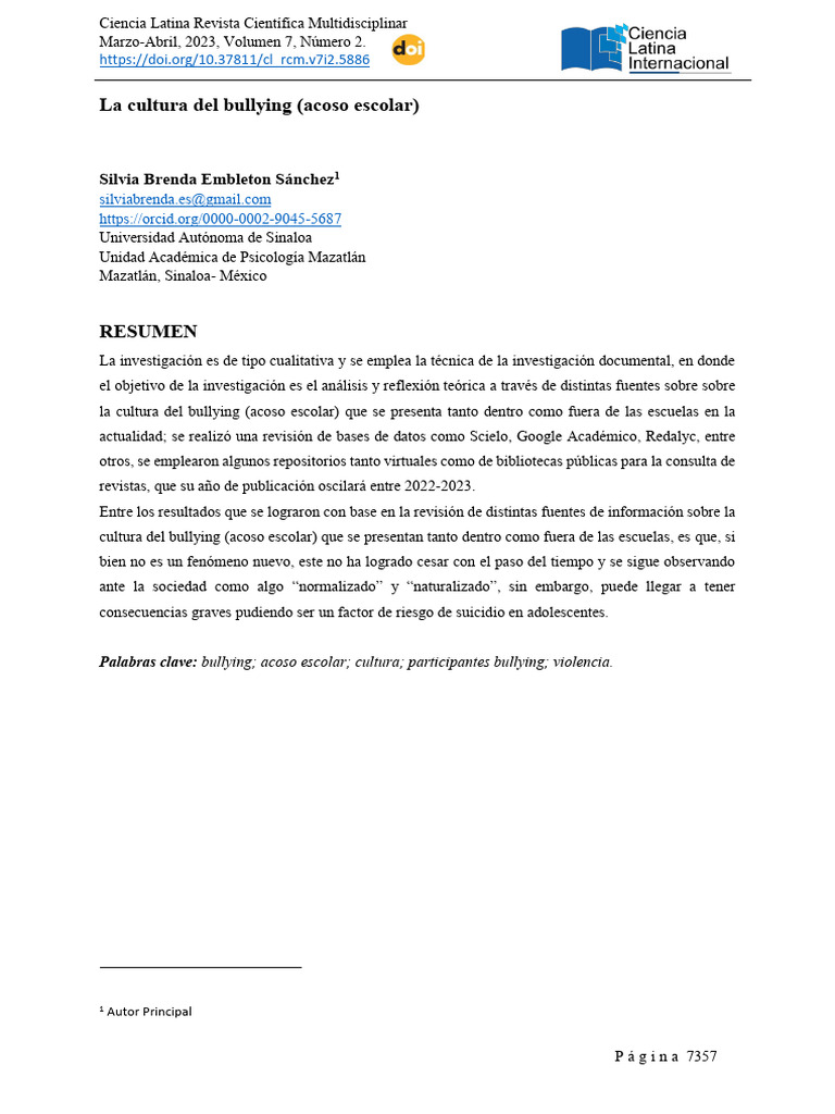5886-Texto Del Artículo-23295-1-10-20230516 | PDF | Violencia | Agresión