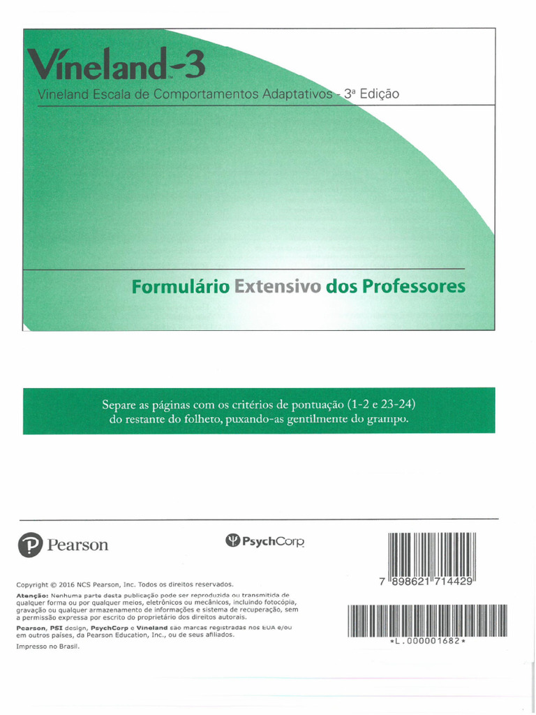 Vineland 3 - Escala de Comportamento Adaptativo | PDF