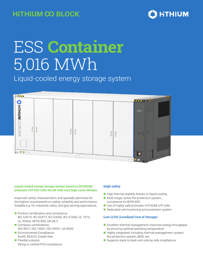 HiTHIUM Liquid-Cooled ESS Container | PDF | Energy Storage | Electrical ...