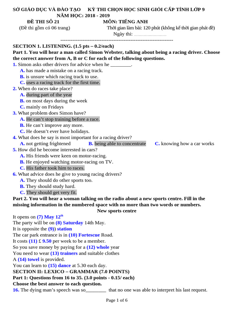 Đáp án đề thi HSG anh 9 có file nghe đáp án Script đề 21 | PDF | Recycling | Reuse