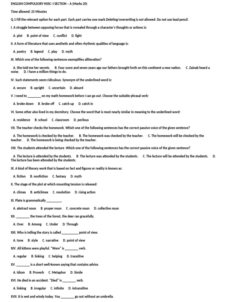 1st Year Objective Federal Pattern | PDF | Verb | Linguistics